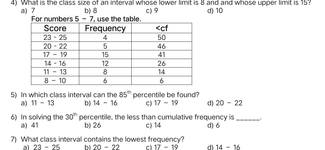 4) What is the class size of an interval | StudyX