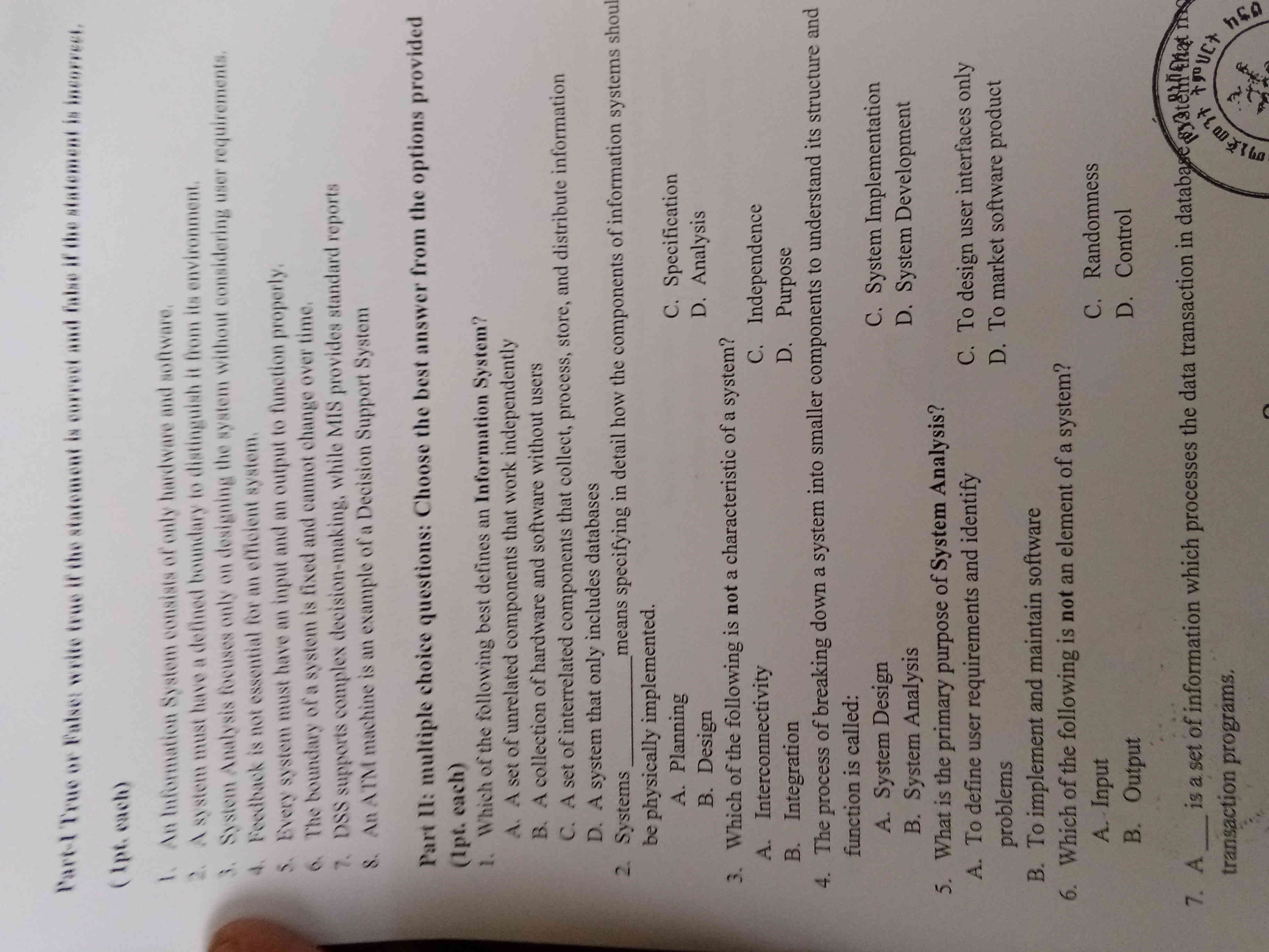 Part II: multiple choice questions: Choose | StudyX