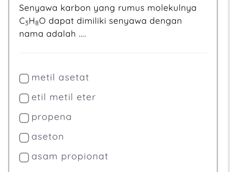 Senyawa karbon yang rumus molekulnya | StudyX