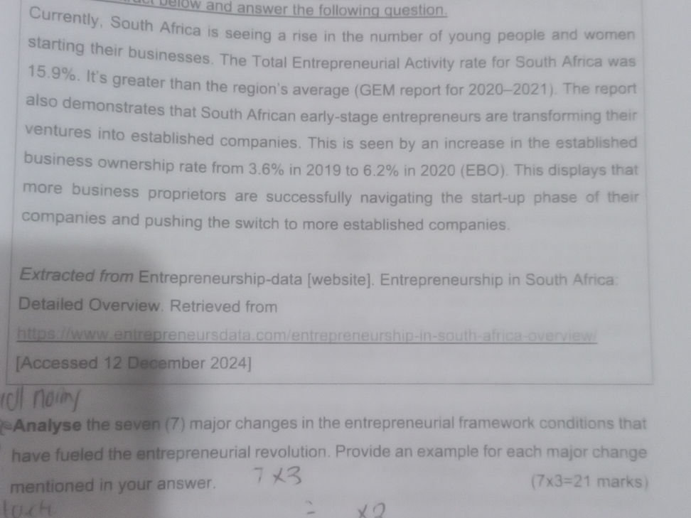 Analyse the seven (7) major changes in the | StudyX