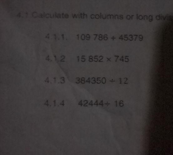 4.1 Calculate with columns or long divis