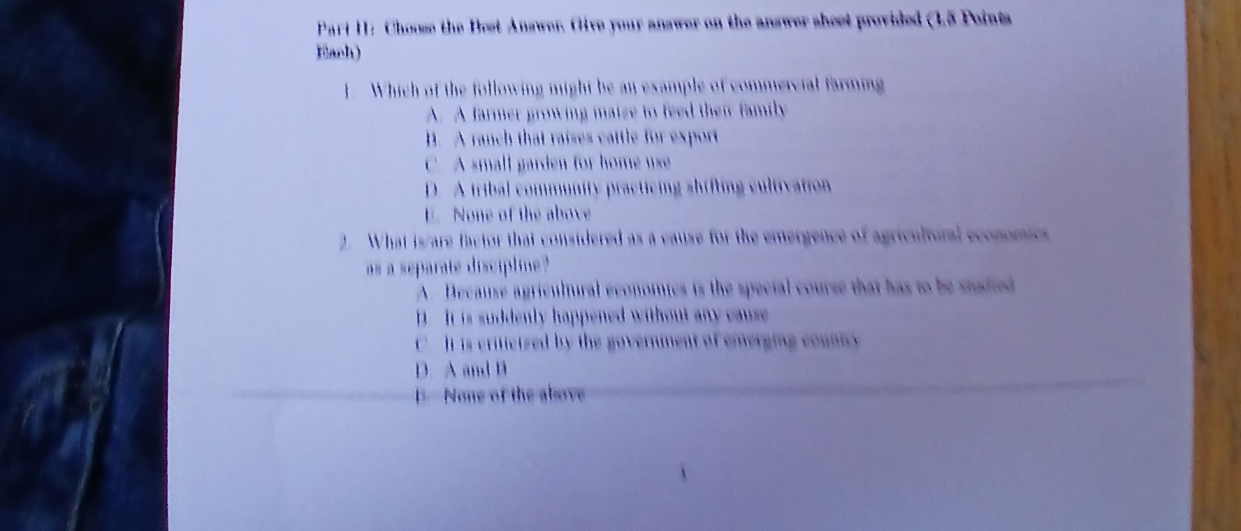 Part II: Choose the Best Answer. Give your | StudyX