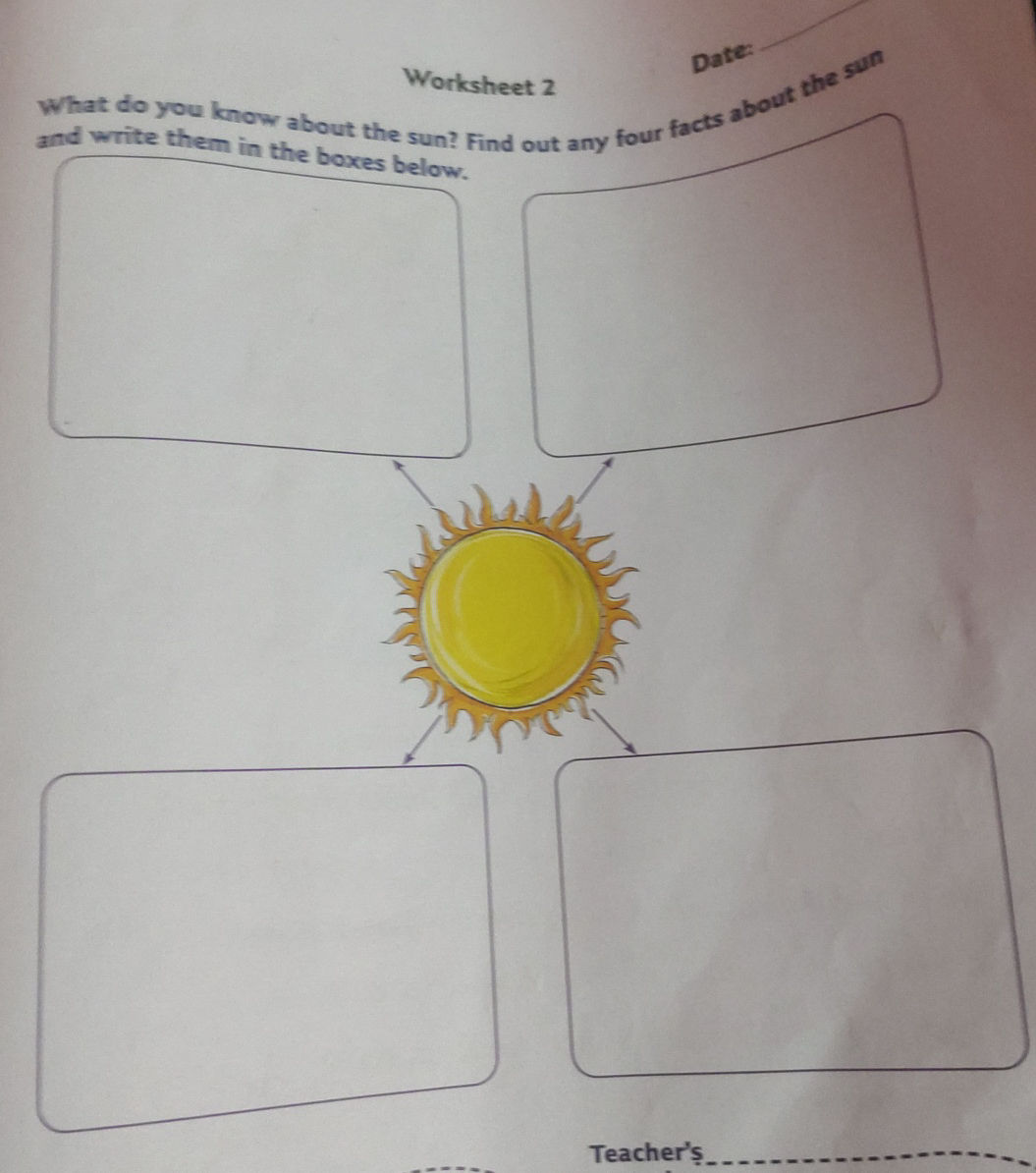 Worksheet 2 What do you know about the sun? | StudyX