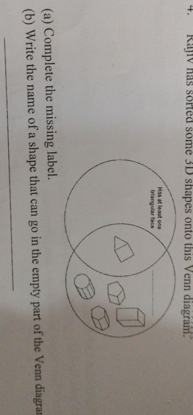 4. Rajiv has sorted some 3D shapes onto this | StudyX