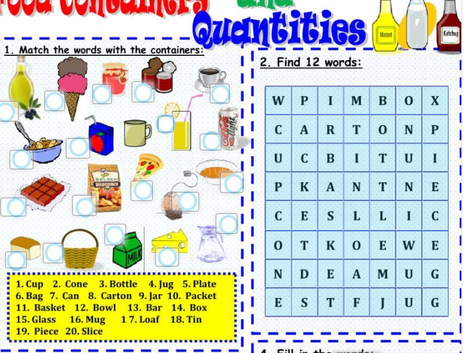 1. Match the words with the containers: 2. | StudyX