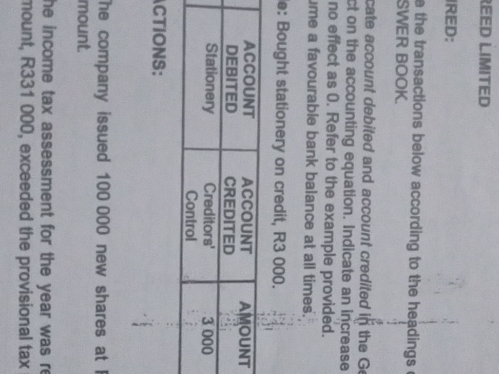 Required: Indicate the transactions below | StudyX