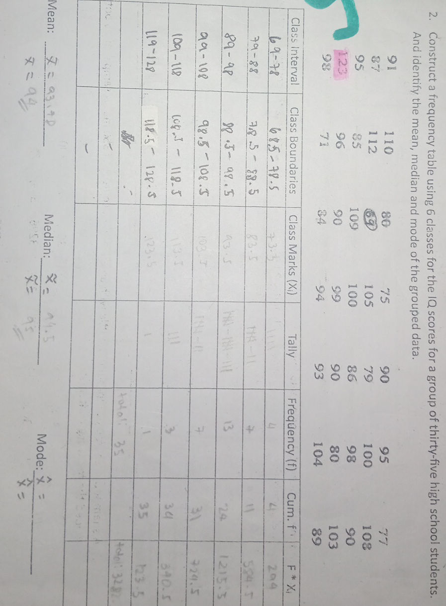 2. Construct a frequency table using 6 | StudyX