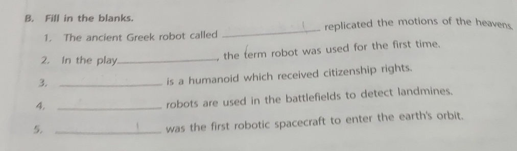 B. Fill in the blanks. 1. The ancient Greek | StudyX