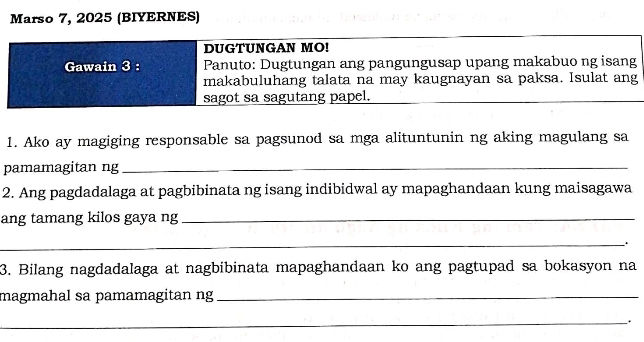 DUGTUNGAN MO! Panuto: Dugtungan ang | StudyX