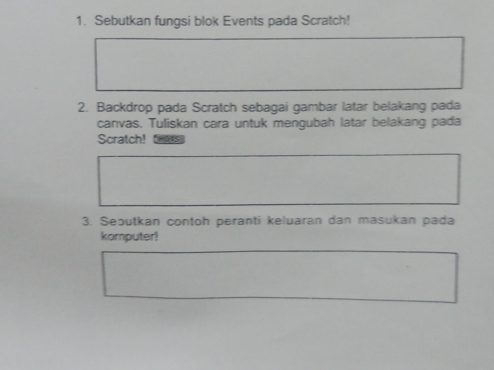1. Sebutkan fungsi blok Events pada Scratch! | StudyX