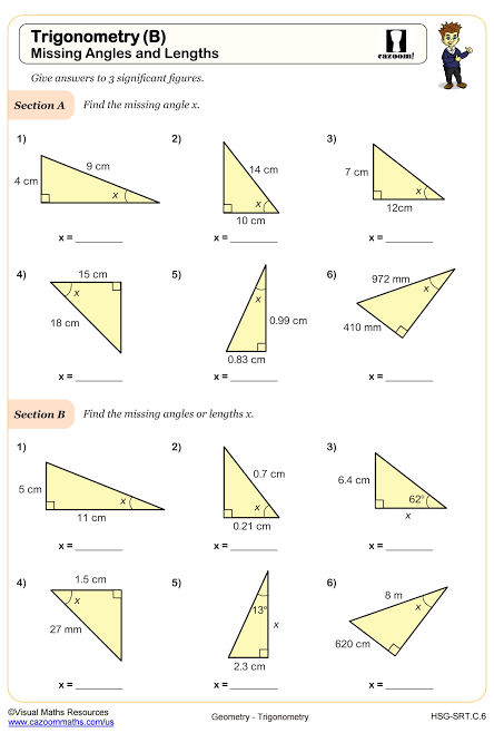 Trigonometry (B) Missing Angles and Lengths | StudyX