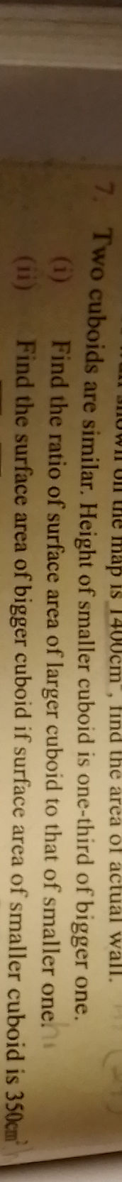 7. Two cuboids are similar. Height of | StudyX