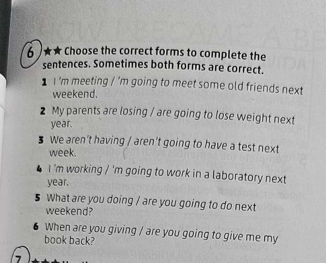 Choose the correct forms to complete the | StudyX