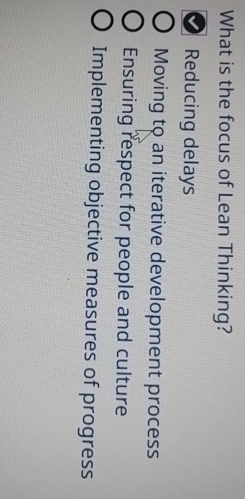 What is the focus of Lean Thinking? ☑ | StudyX