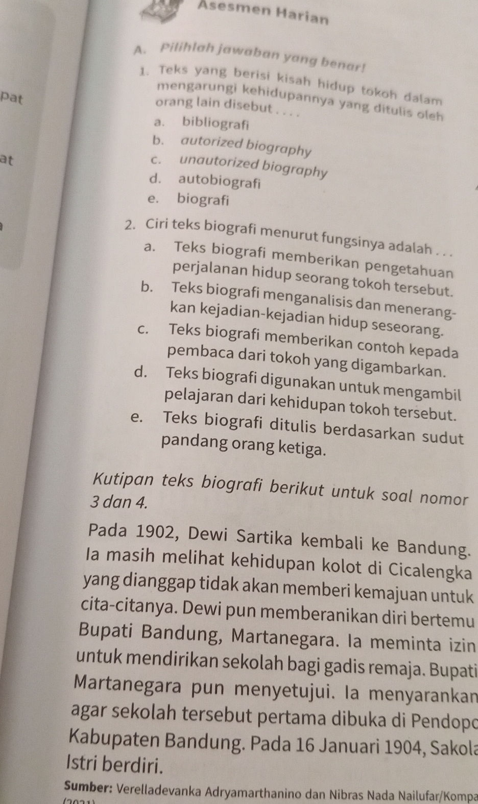 A. Pilihlah jawaban yang benar! 1. Teks | StudyX