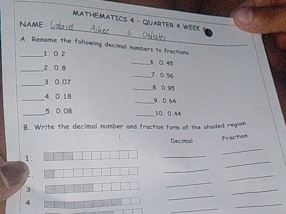 A. Rename the following decimal numbers to | StudyX
