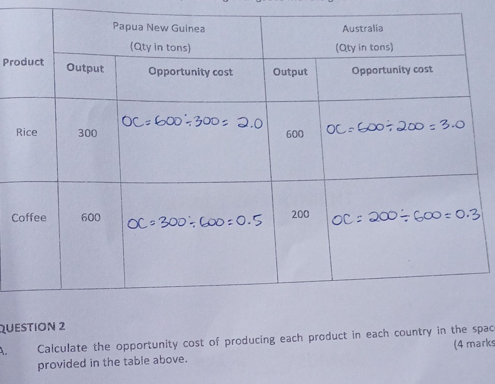 Calculate the opportunity cost of producing | StudyX