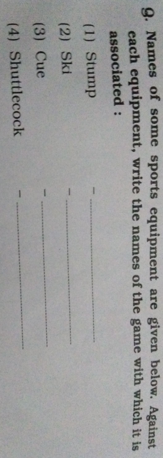 9. Names of some sports equipment are given | StudyX