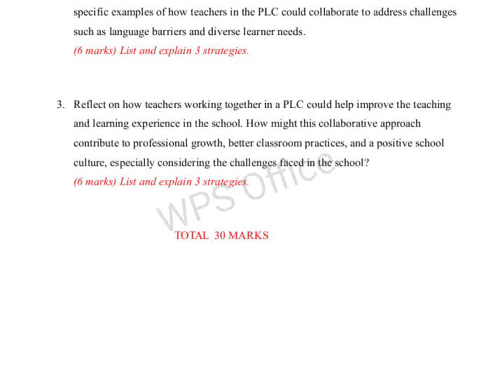 specific examples of how teachers in the PLC | StudyX