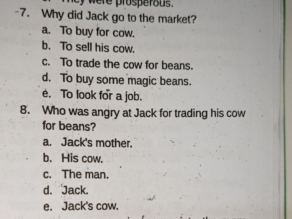 -7. Why did Jack go to the market? a. To | StudyX
