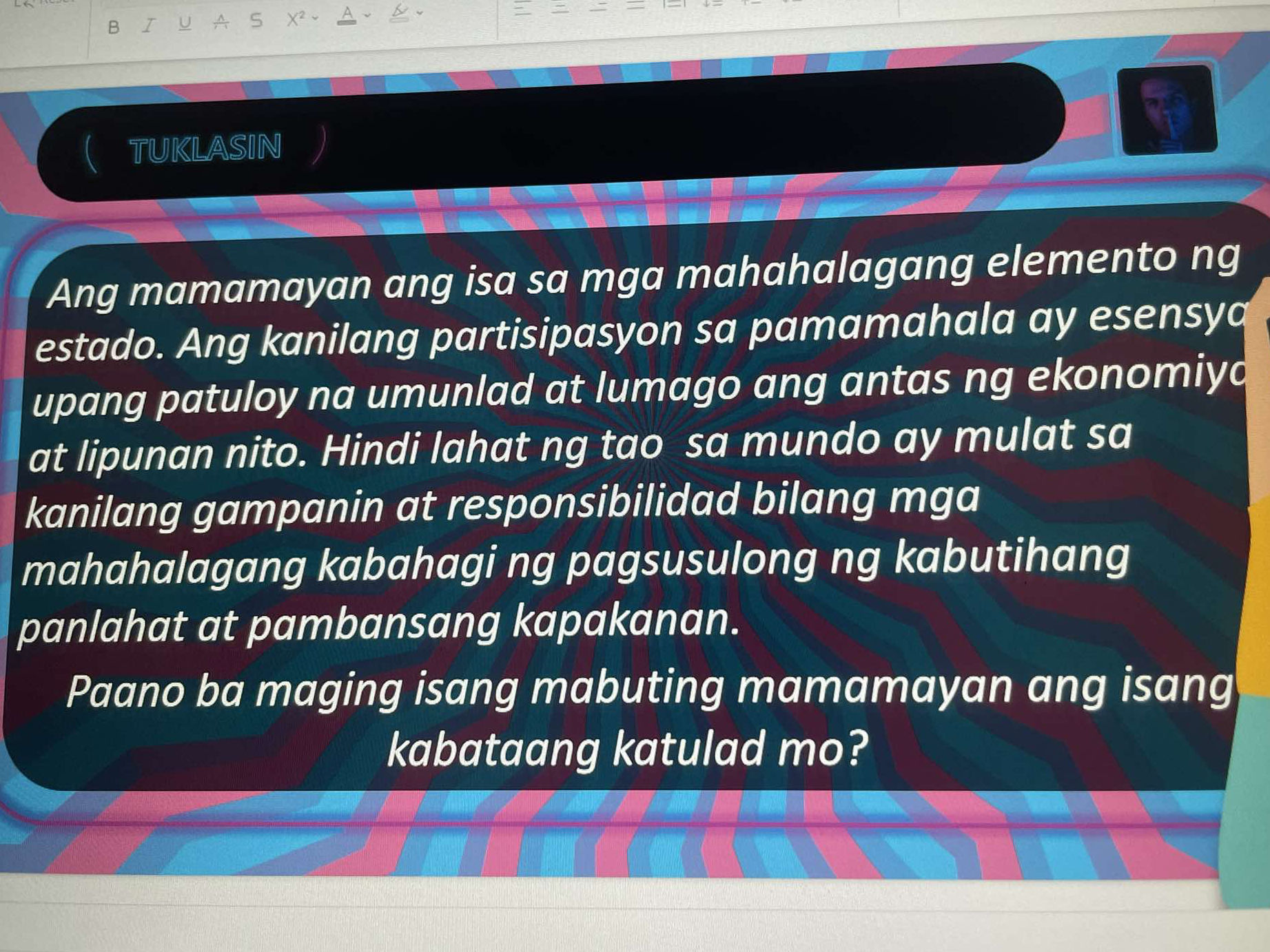 Ang mamamayan ang isa sa mga mahahalagang | StudyX