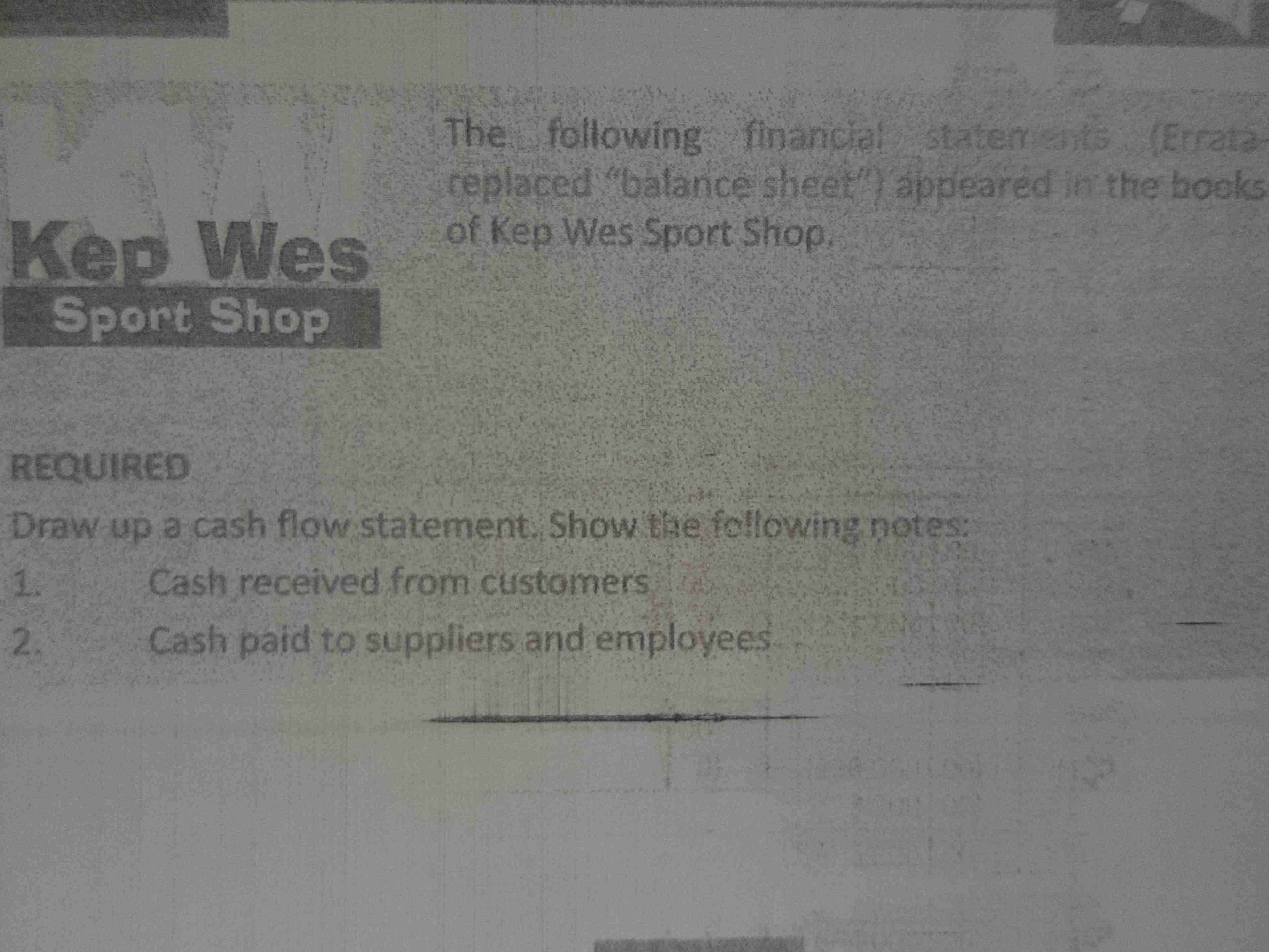 The following financial statements (Errata- | StudyX