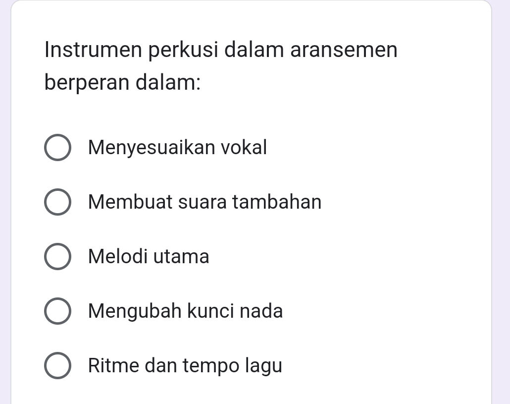 Instrumen perkusi dalam aransemen berperan | StudyX