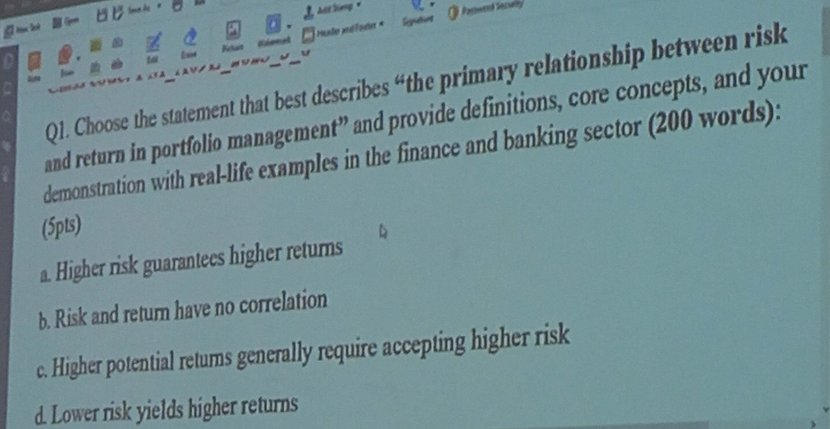 Q1. Choose the statement that best describes | StudyX