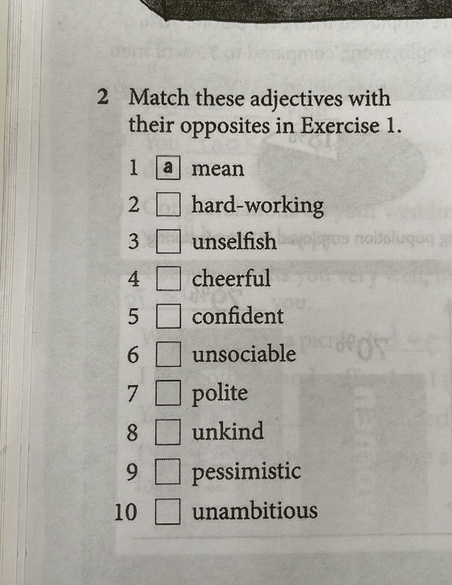 2 Match these adjectives with their | StudyX