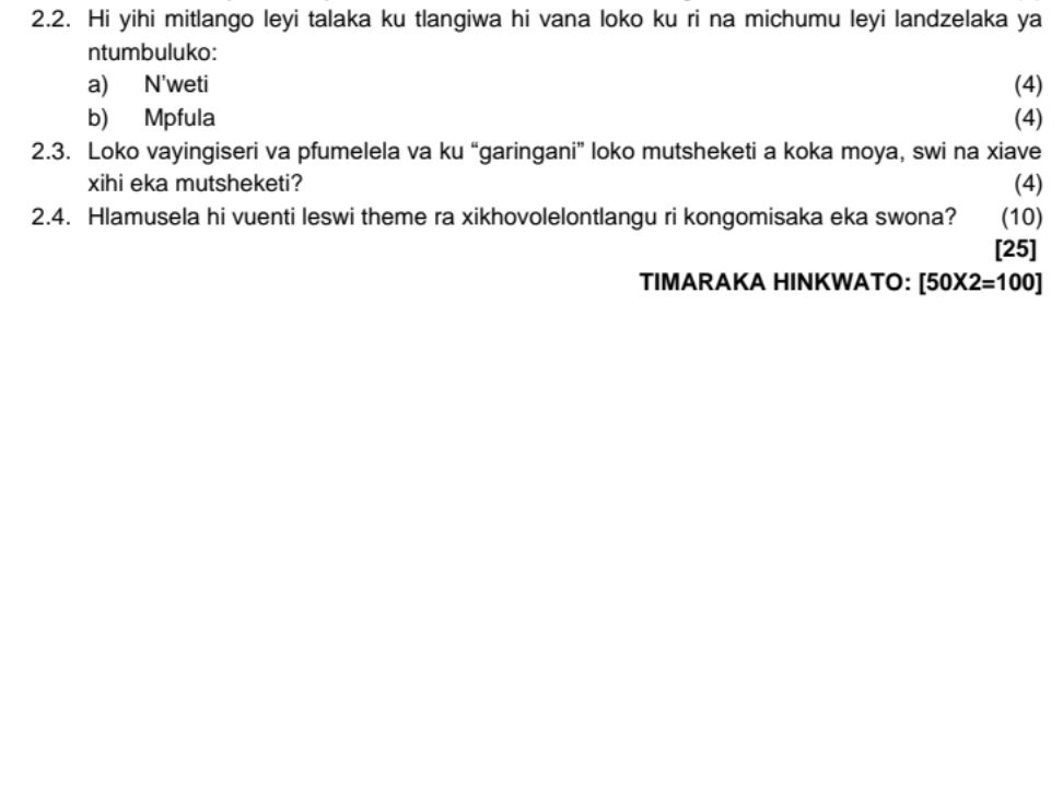 2.2. Hi yihi mitlango leyi talaka ku | StudyX