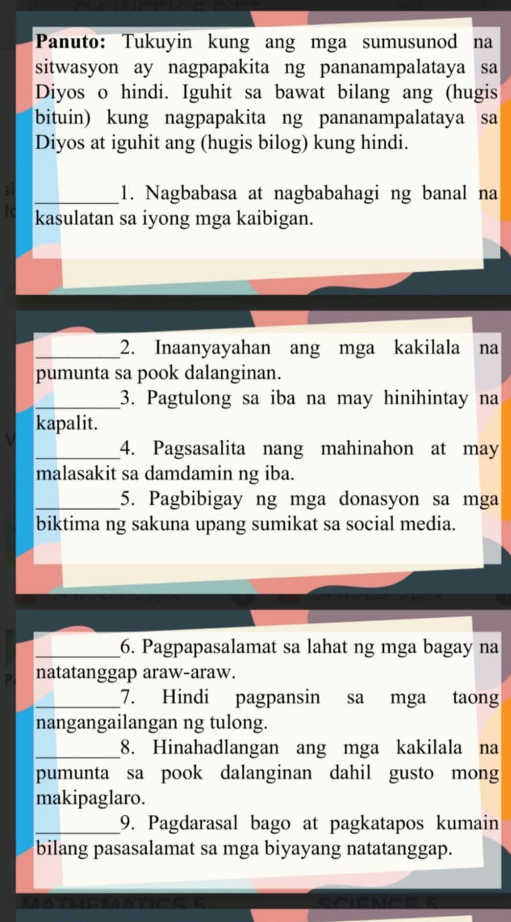Panuto: Tukuyin kung ang mga sumusunod na | StudyX