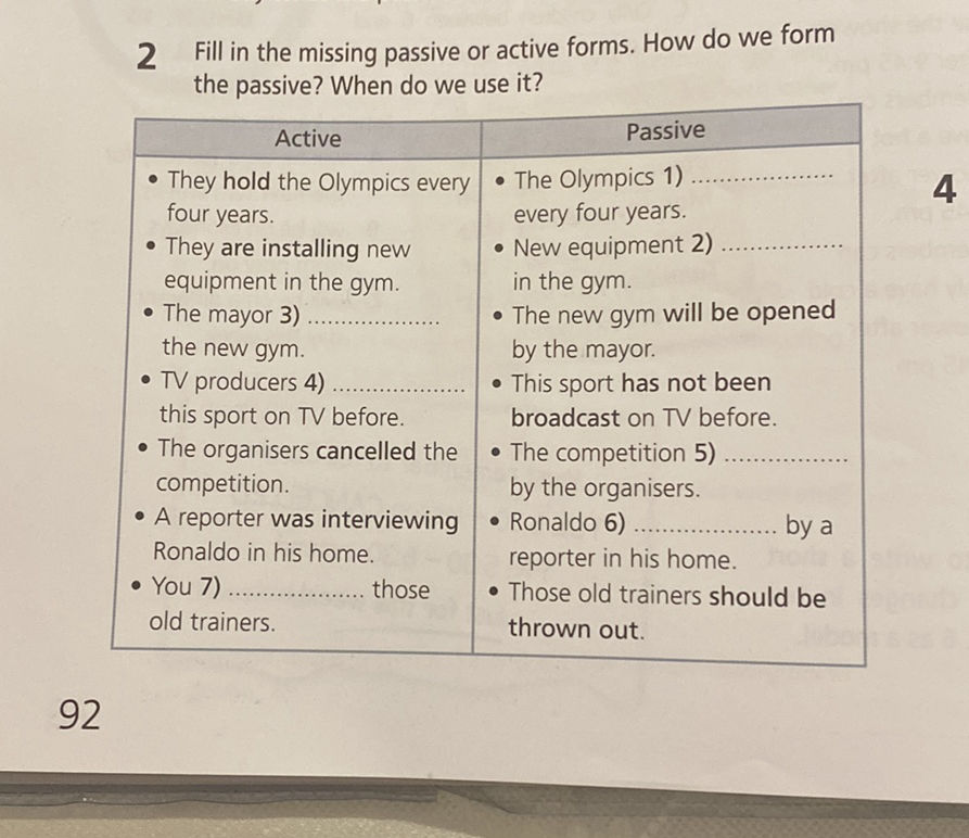 2 Fill in the missing passive or active | StudyX