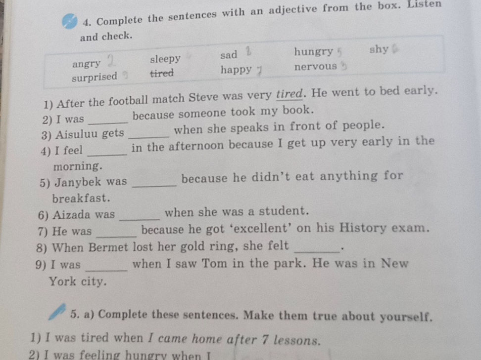 4. Complete the sentences with an adjective | StudyX