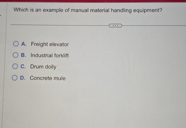 Which is an example of manual material