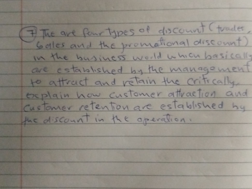 7 The are four types of discount (trades, | StudyX