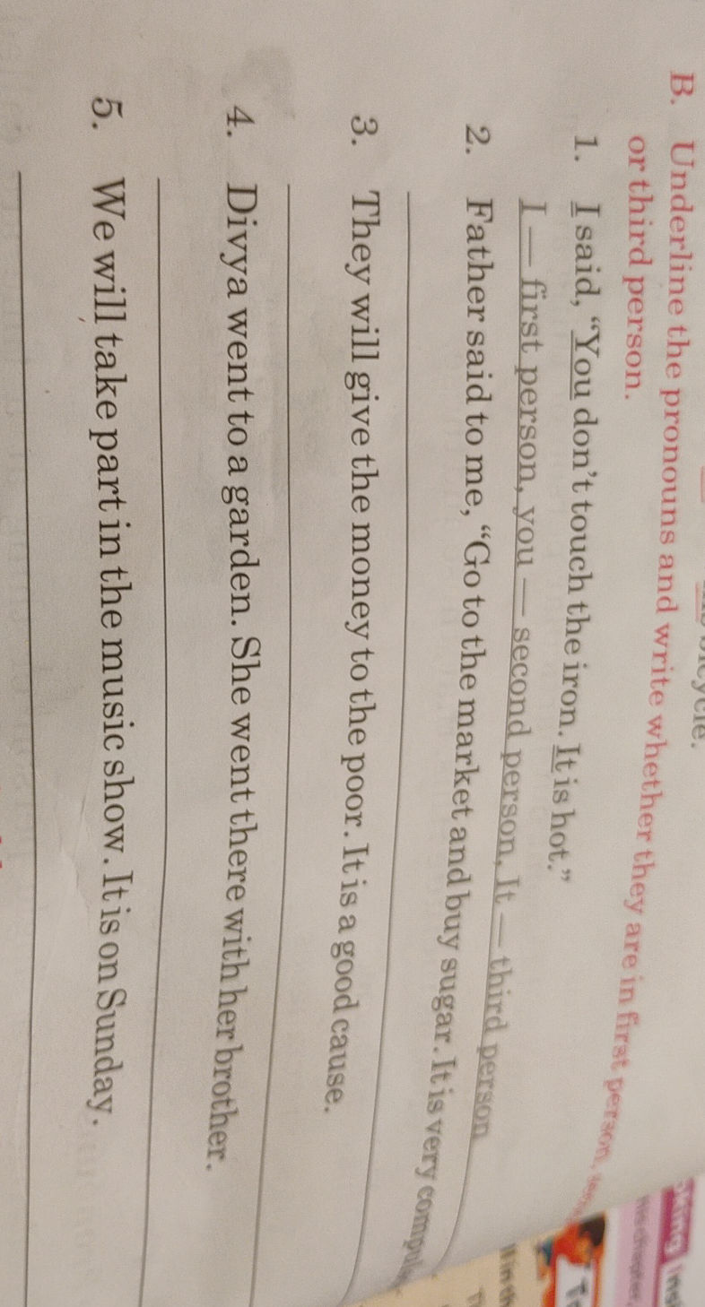 B. Underline the pronouns and write whether | StudyX