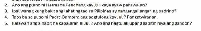 2. Ano ang plano ni Hermana Penchang kay | StudyX