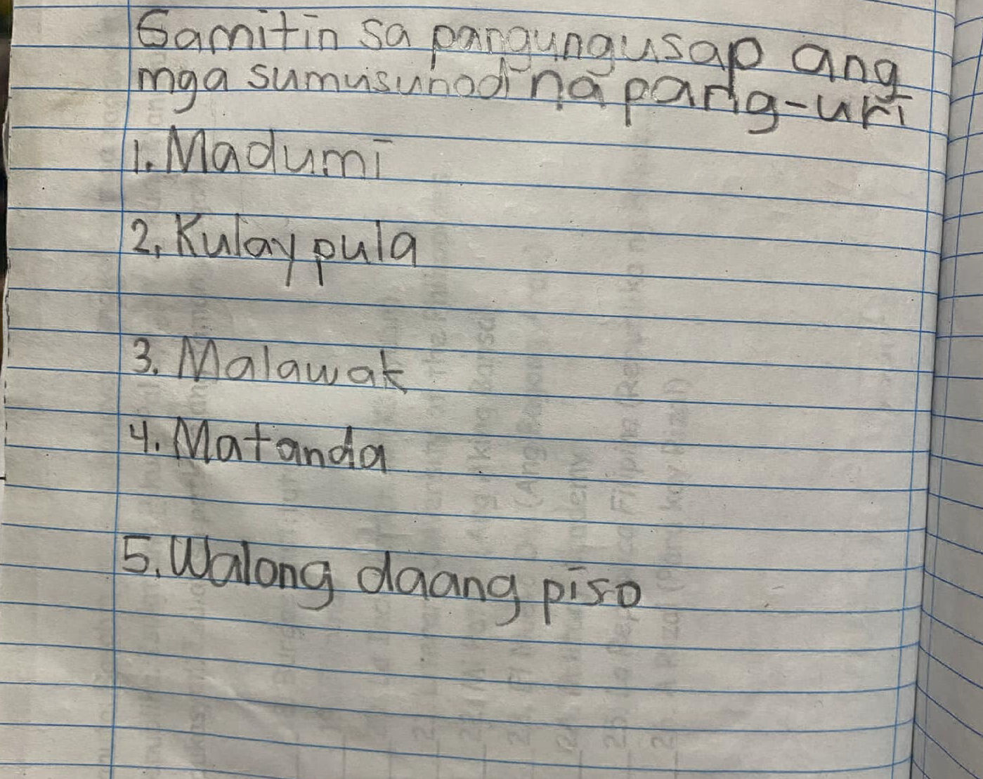 Gamitin sa pangungusap ang mga sumusunod na | StudyX