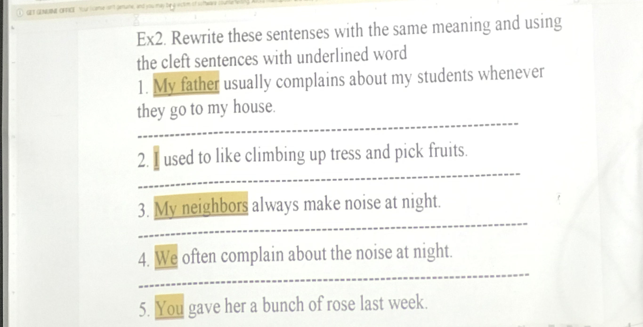 Ex2. Rewrite these sentenses with the same | StudyX