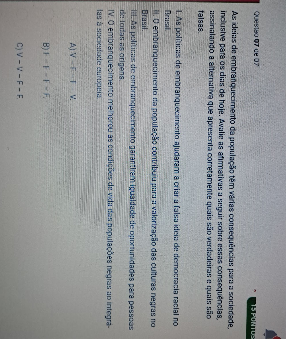 As ideias de embranquecimento da população | StudyX