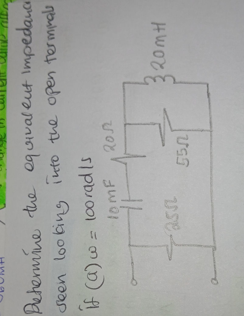 Determine the equivalent impedance seen | StudyX