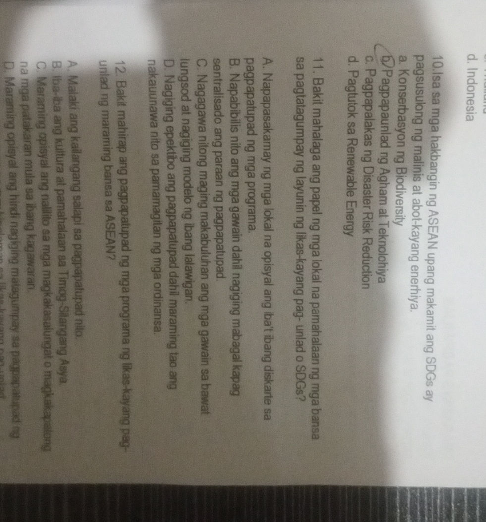 10. Isa sa mga hakbangin ng ASEAN upang | StudyX