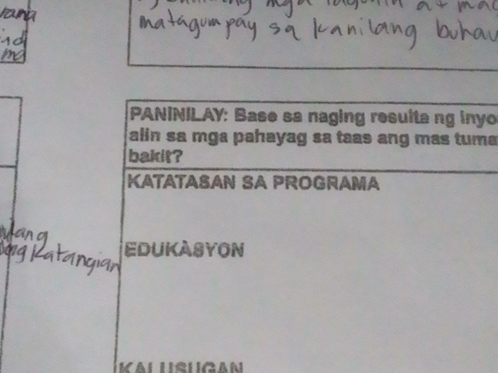 PANINILAY: Base sa naging resulta ng inyo | StudyX