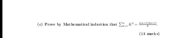 (c) Prove by Mathematical induction that $ | StudyX