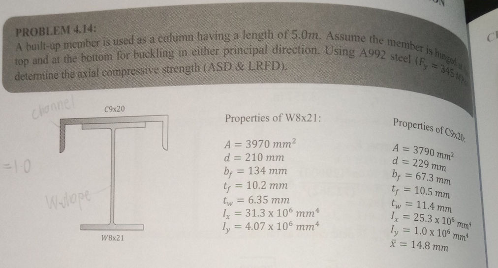 PROBLEM 4.14: A built-up member is used as a | StudyX