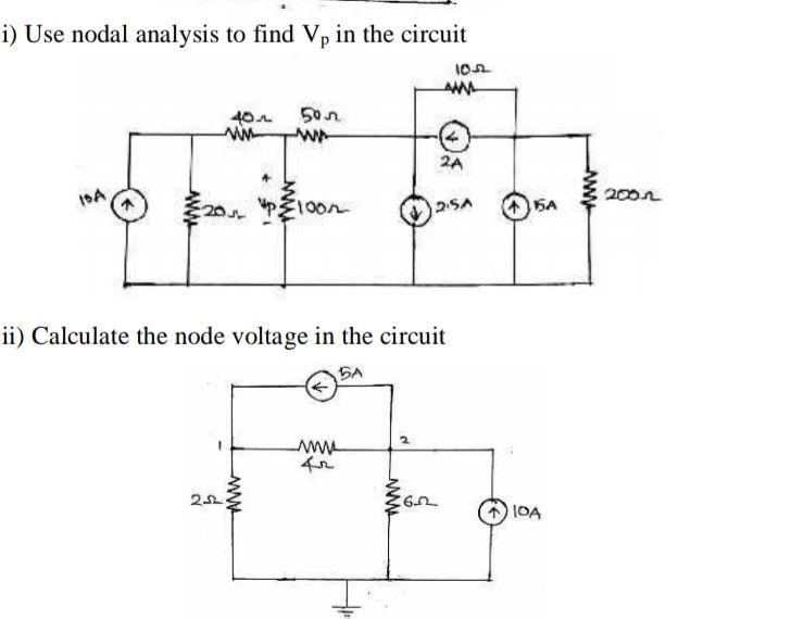 i) Use nodal analysis to find $V_p$ in the | StudyX