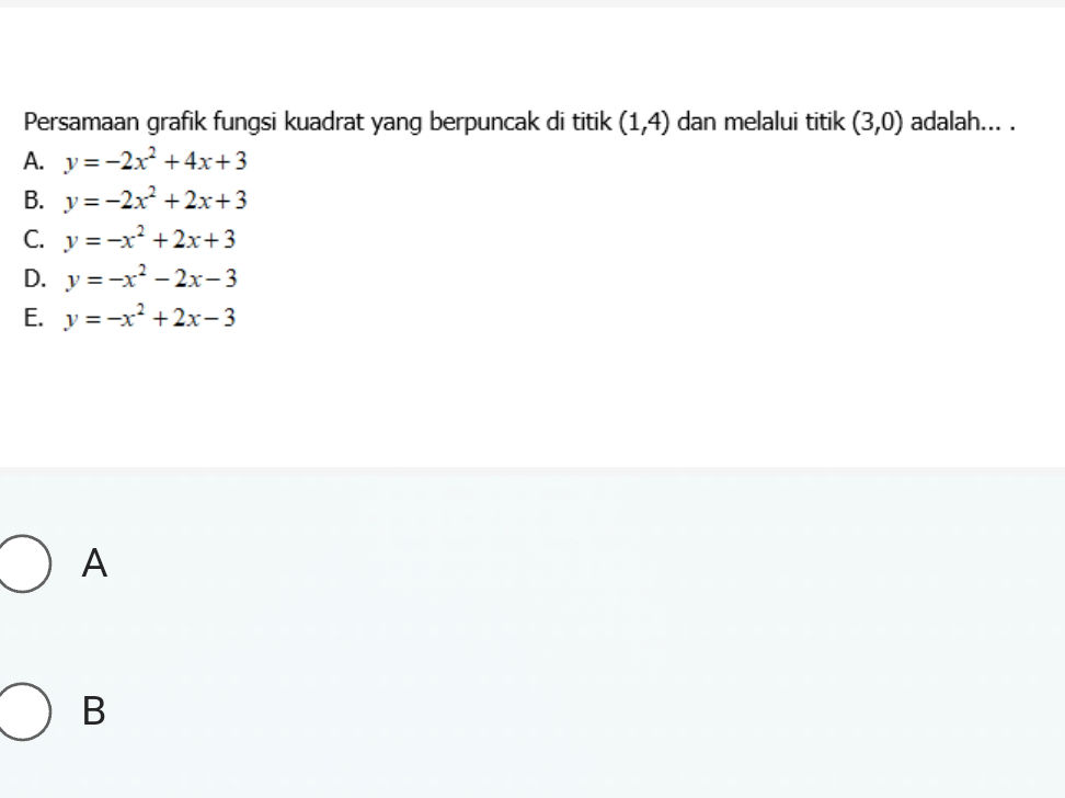 Persamaan grafik fungsi kuadrat yang | StudyX