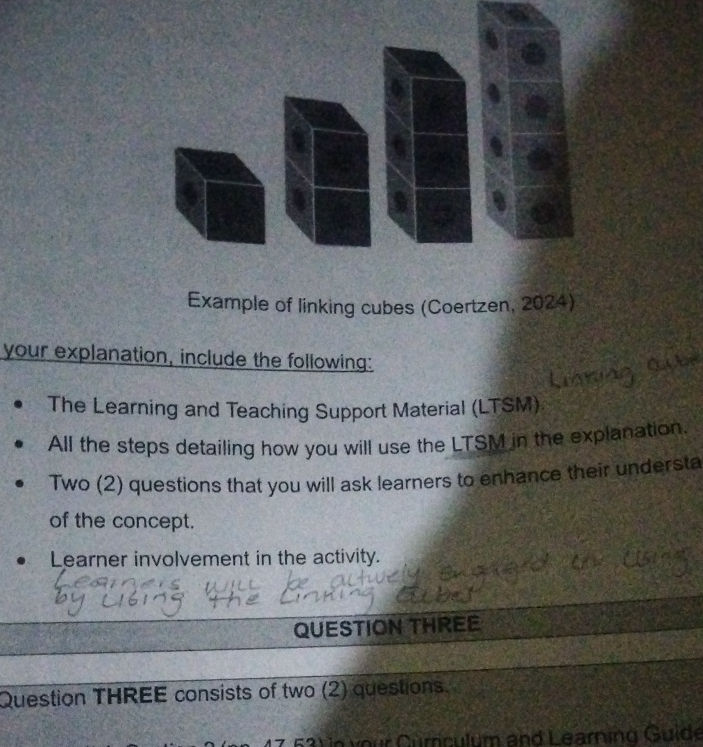 Example of linking cubes (Coertzen, 2024) | StudyX