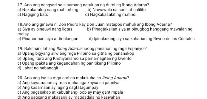 17. Ano ang nangyari sa sinumang natuluan ng | StudyX
