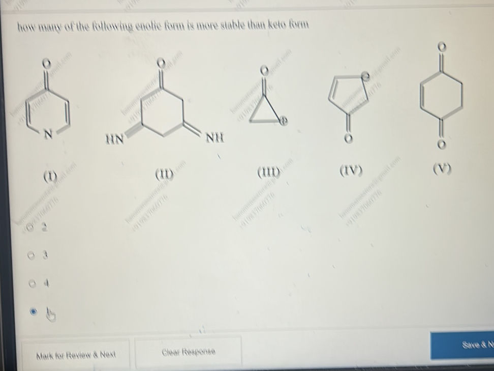 how many of the following enolic form is | StudyX